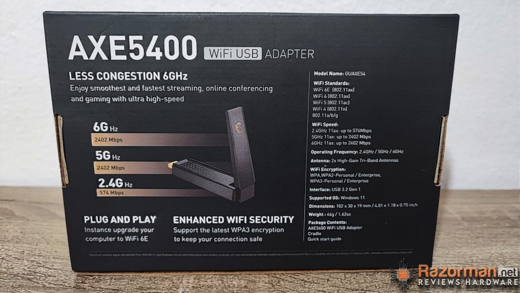 Review MSI AXE5400 WiFi USB Adapter