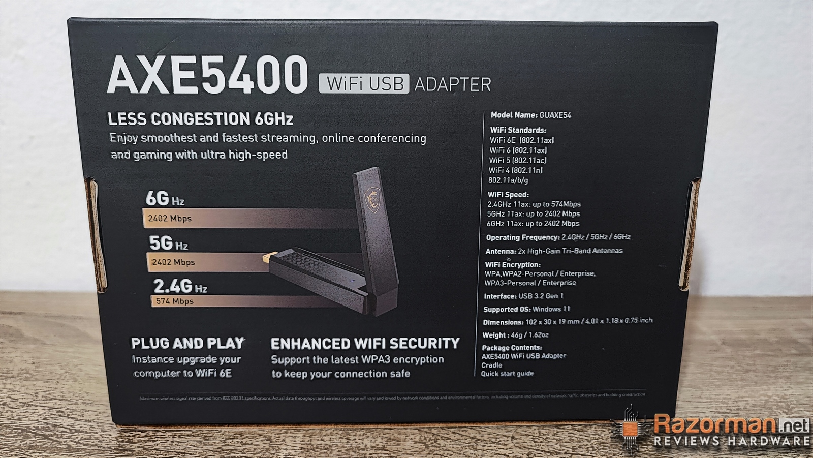 Review MSI AXE5400 WiFi USB Adapter