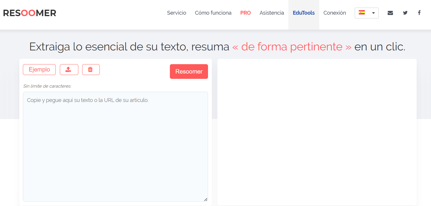 Resoomer: Una herramienta de resumen de texto en línea