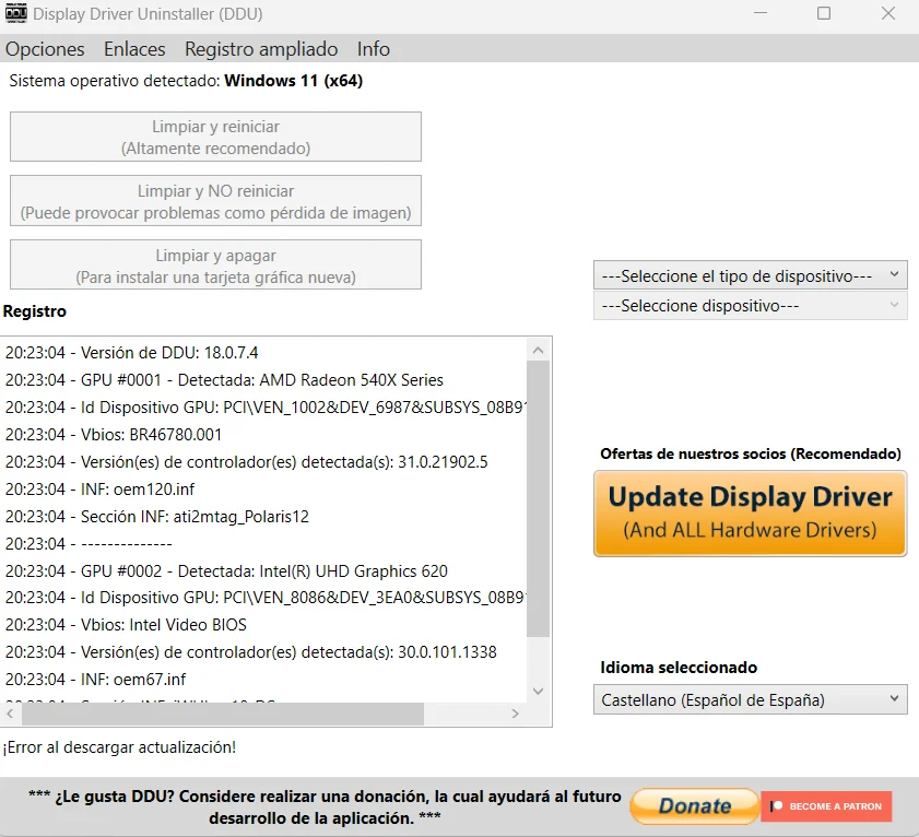 Guía completa para usar DDU para desinstalar drivers gráficos sin errores