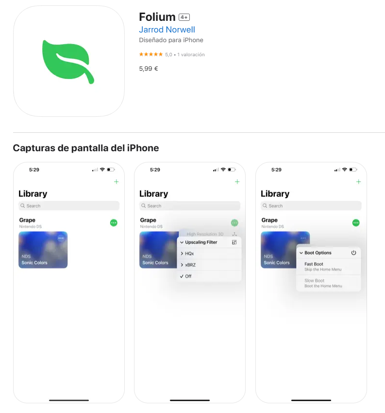 Folium, el emulador para iPhone de Nintendo 3DS ya en la App Store