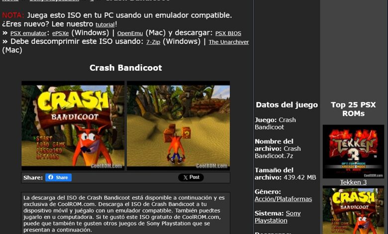 CoolROM.com , para descargar ROMs de juegos clásicos